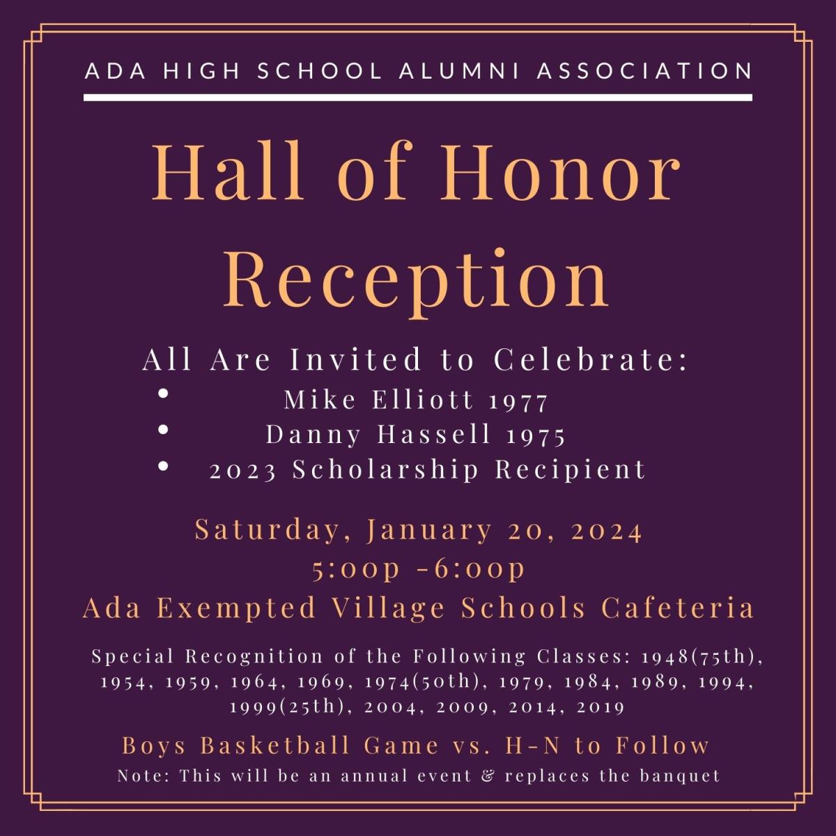 GRAPHIC Ada High School Hall of Honor Reception | Ada Icon