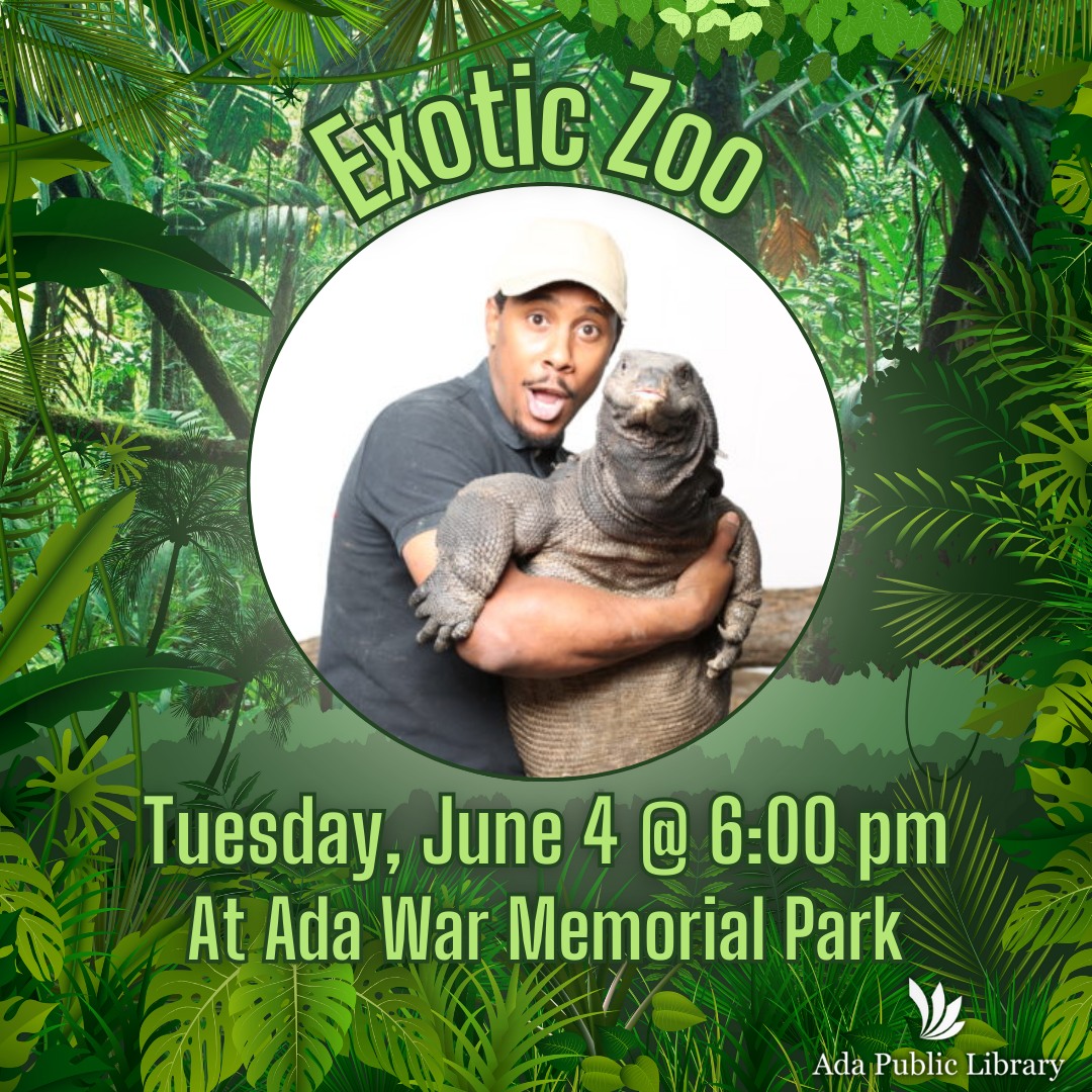 Exotic Zoo library program at the park, June 4 | Ada Icon