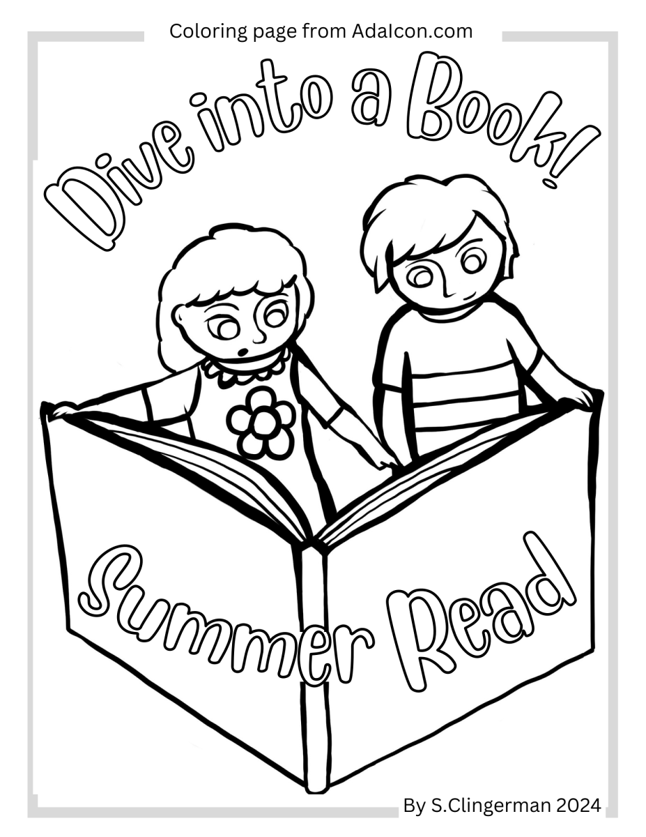 Coloring Page: Dive into a book! | Ada Icon